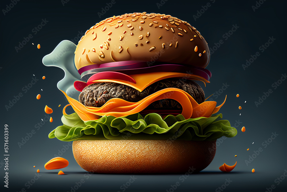 Burger poster for menu restaurant. Burger design style promotional fast ...