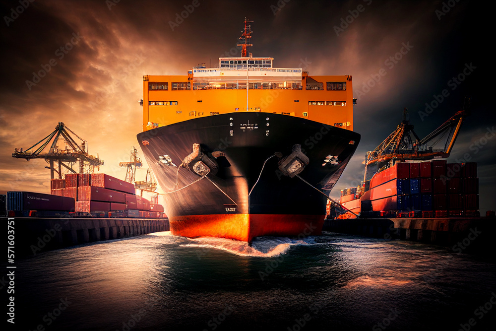 Ilustração do Stock: Container vessel by Mediterranean Shipping ...
