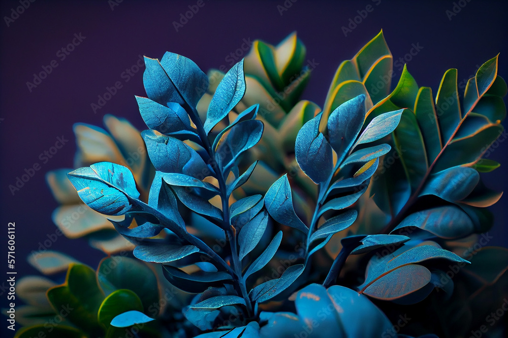 Foliage plant in blue color. Tropical leaves. Created with Generative ...