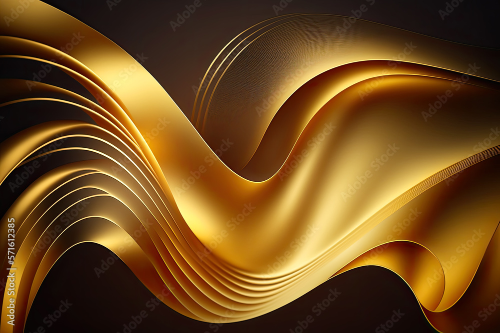 Abstract gold background with flowing lines. Dynamic waves, Generative ...