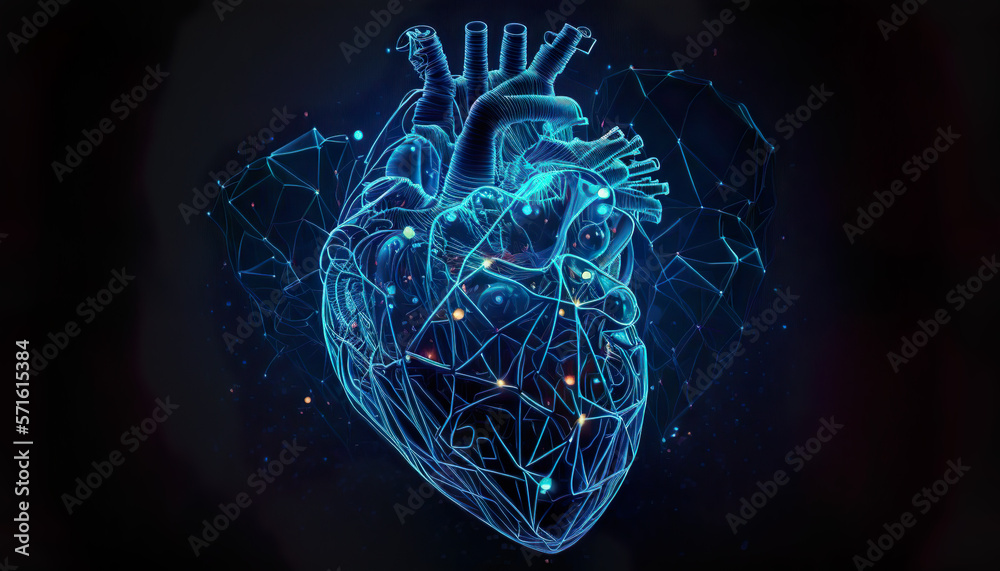 3d rendered illustration of human heart, Low poly heart, Artificial ... 3d rendered illustration of human heart, Low poly heart, Artificial ...