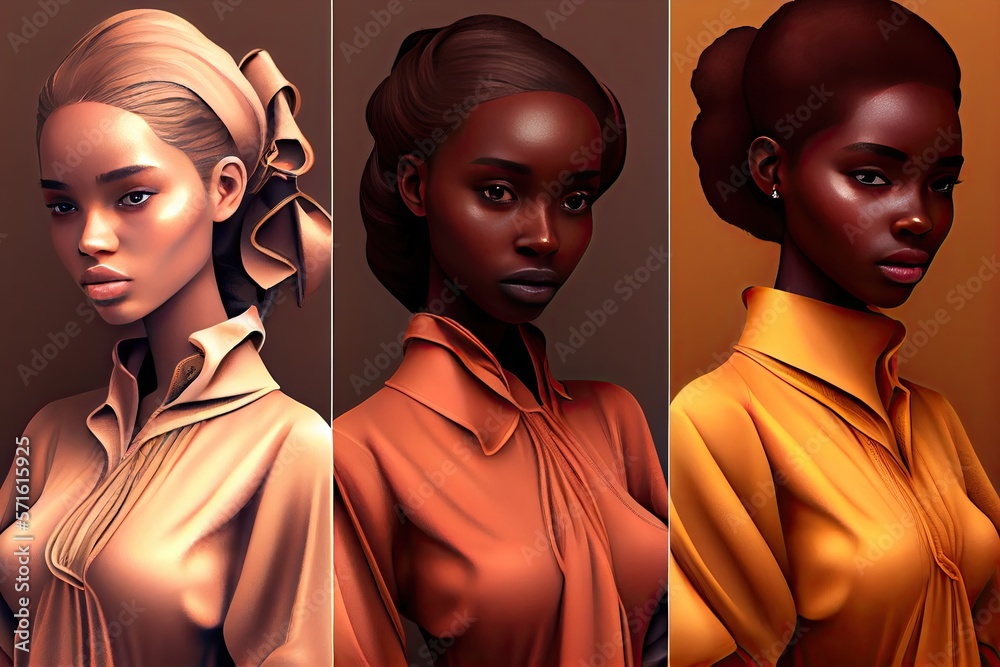 Color palette, skin color and portraits, vertical design of people in ...