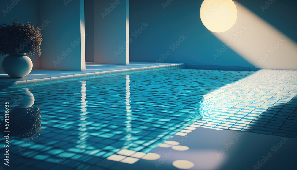 Project of swimming pool of the luxury villa in summertime. Created ...