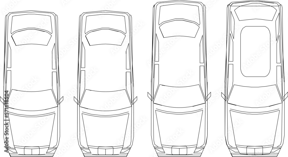 Top view car illustration vector sketch15.eps, Top view car ...