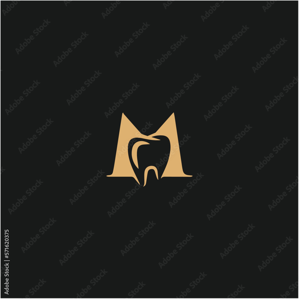 Letter M Dental Logo Concept With Teeth Symbol Vector Template Stock ...