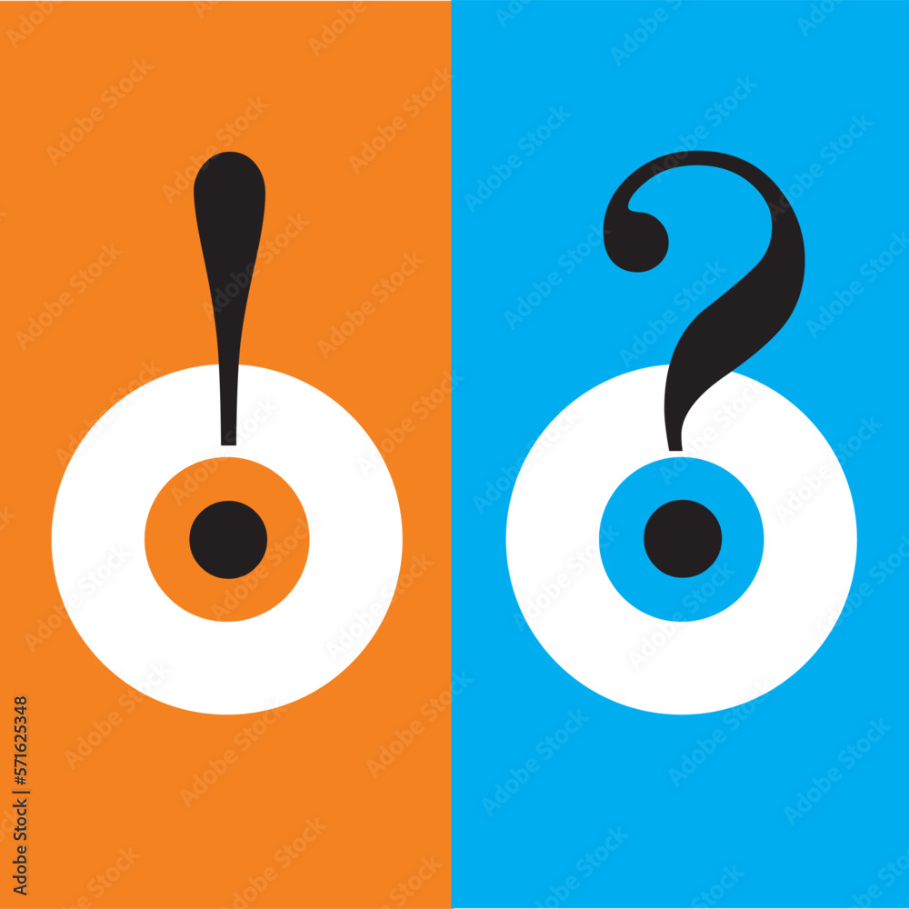 Eyes with exclamation mark and question mark Stock Vector | Adobe Stock
