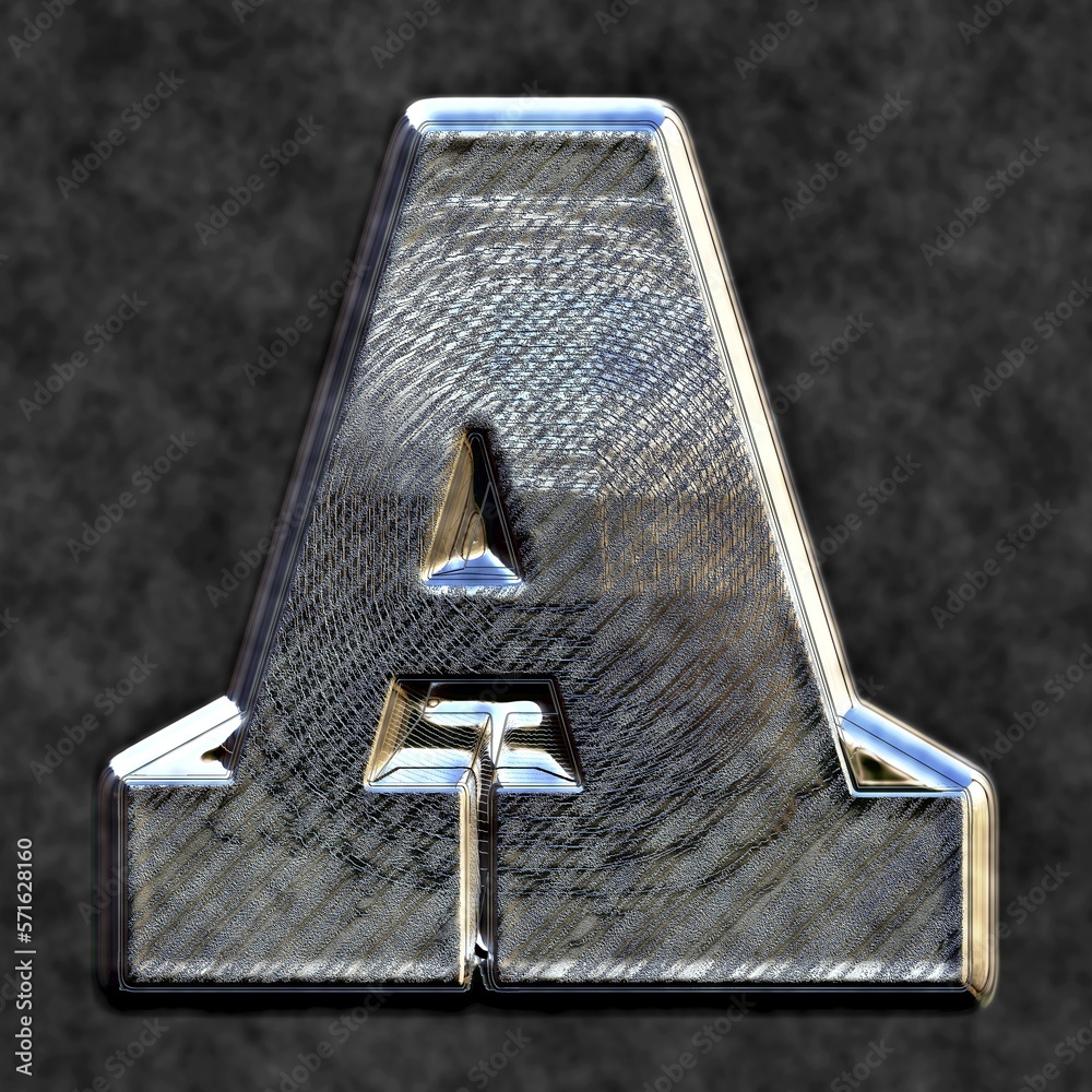 Capital letter A in 3D, glossy burnished metal Stock Illustration ...
