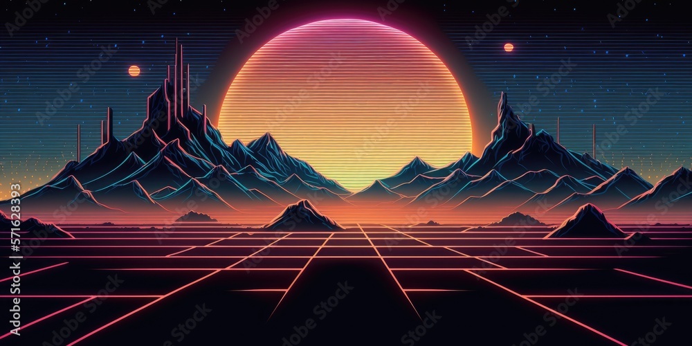80s cyberpunk style in retro Speculative Background futuristic ...