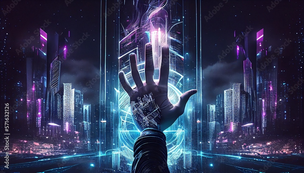 Touching the Matrix, Generative AI Art Illustration Stock Illustration ...