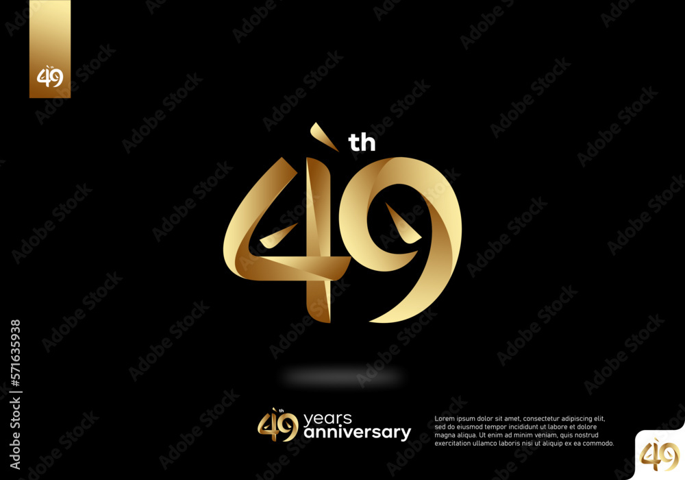 Number 49 gold logo icon design, 49th birthday logo number, 49th ...