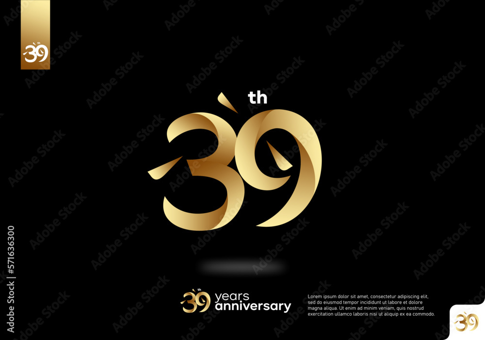 Number 39 gold logo icon design, 39th birthday logo number, 39th ...