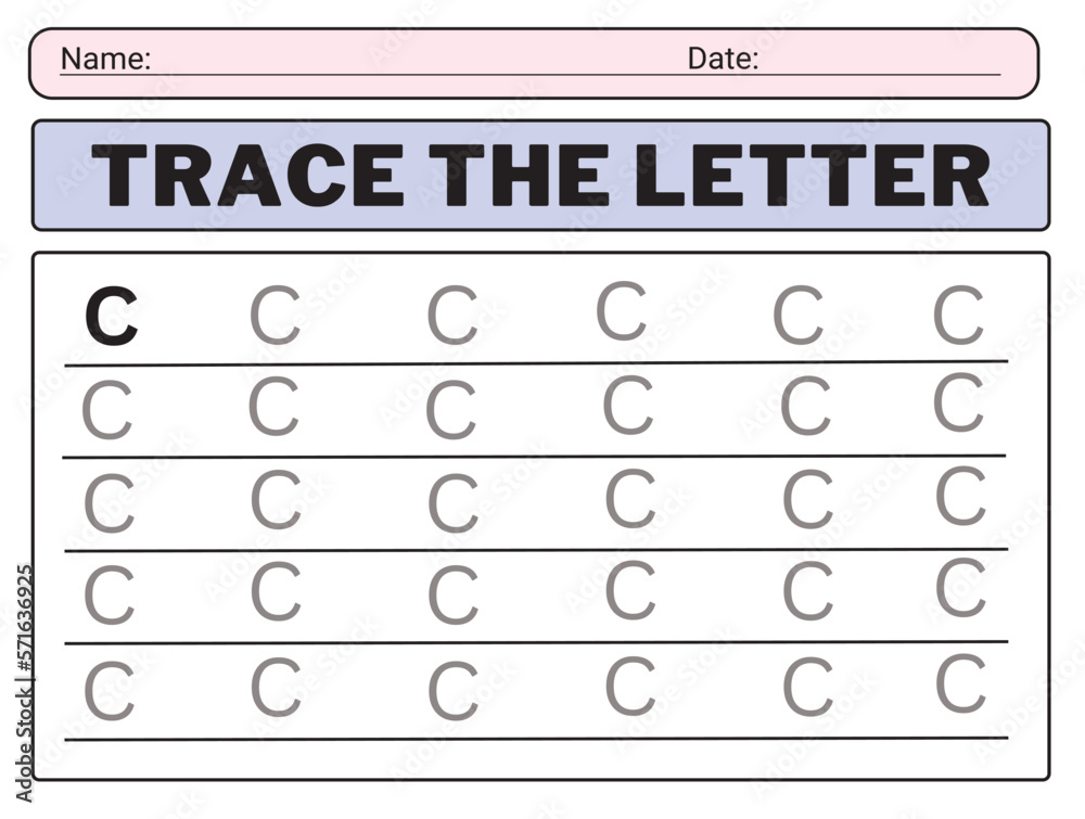 Alphabet letters tracing worksheet with all alphabet letter C. Basic ...