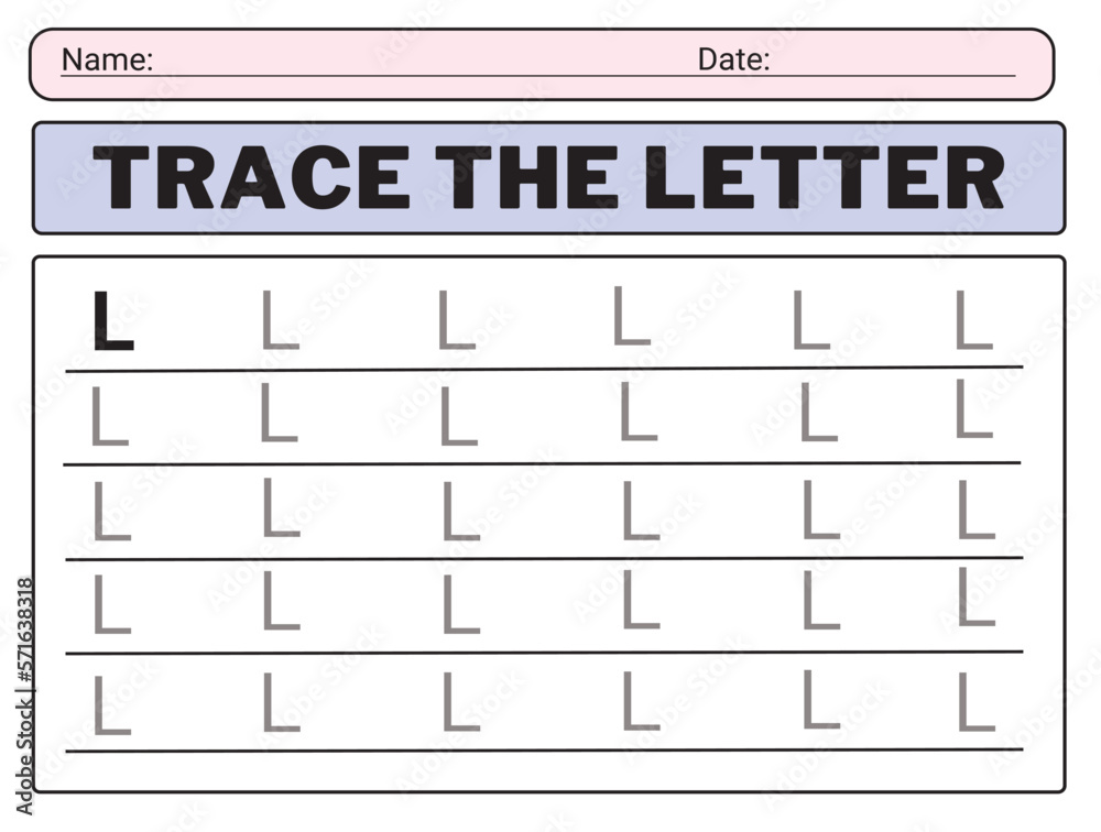Alphabet letters tracing worksheet with all alphabet letter L. Basic ...