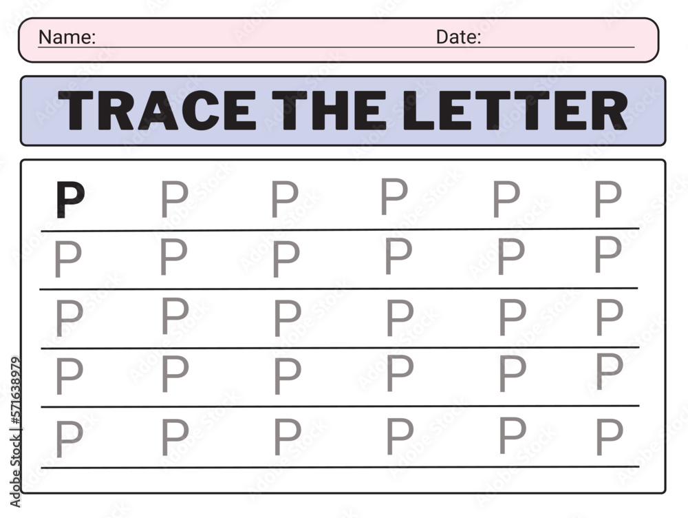 Alphabet letters tracing worksheet with all alphabet letter P. Basic ...