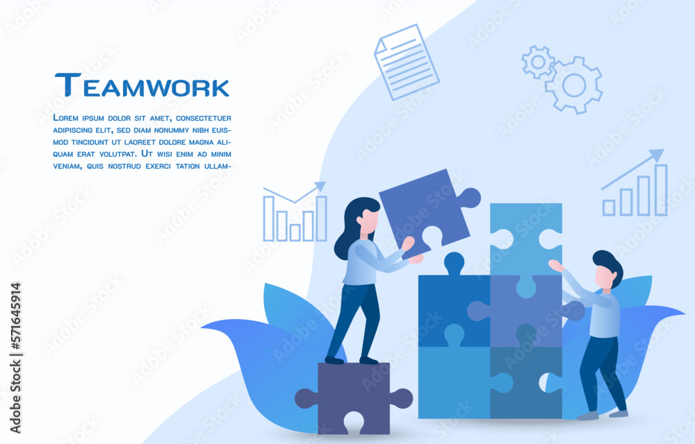 A jigsaw teamwork concept is a visual representation of team members ...