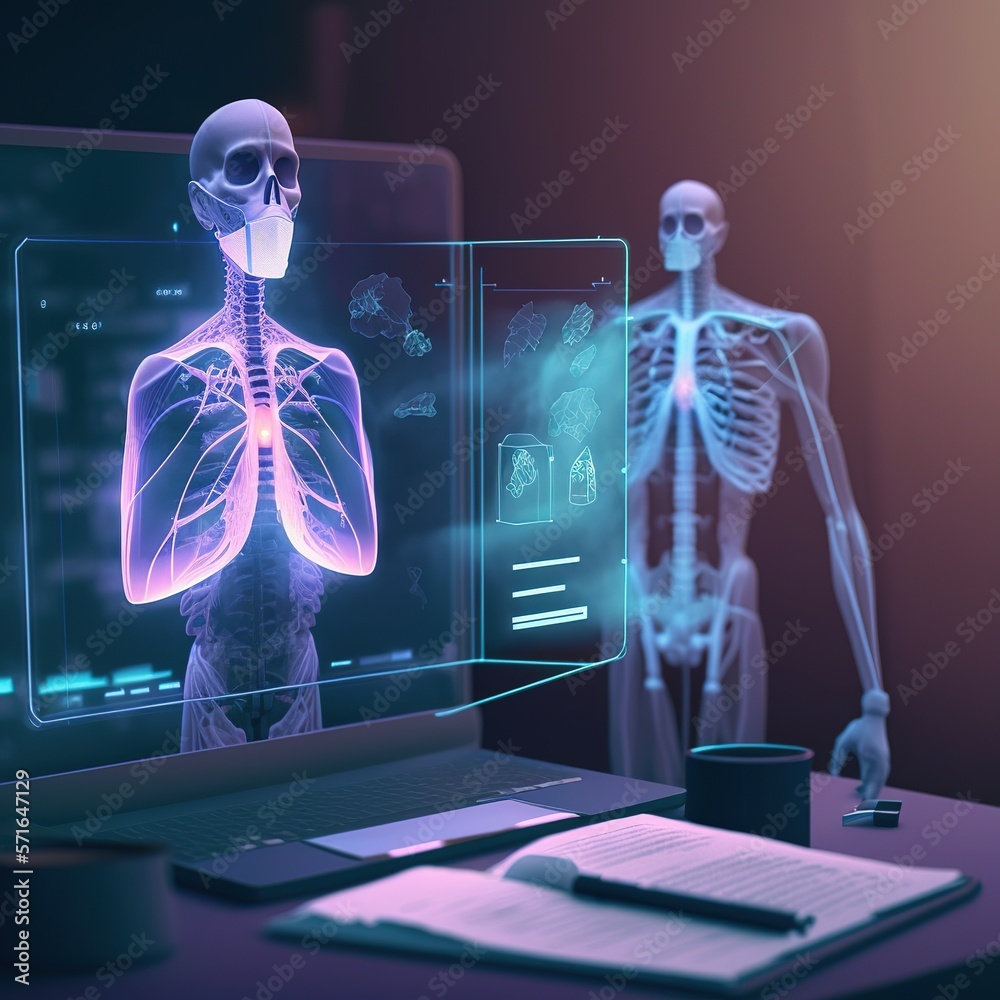 virtual lungs hologram ,medical examination, and doctor analyzing ...