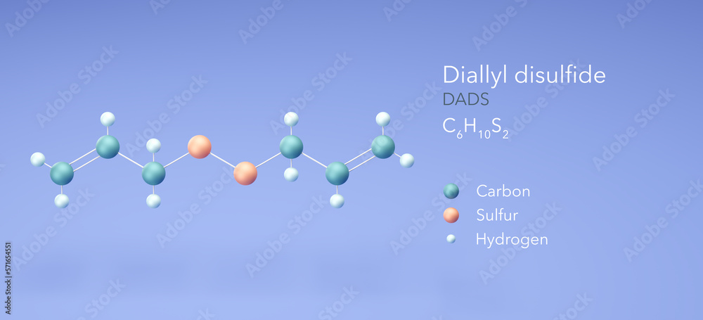 diallyl disulfide molecule, molecular structures, organosulfur compound ...