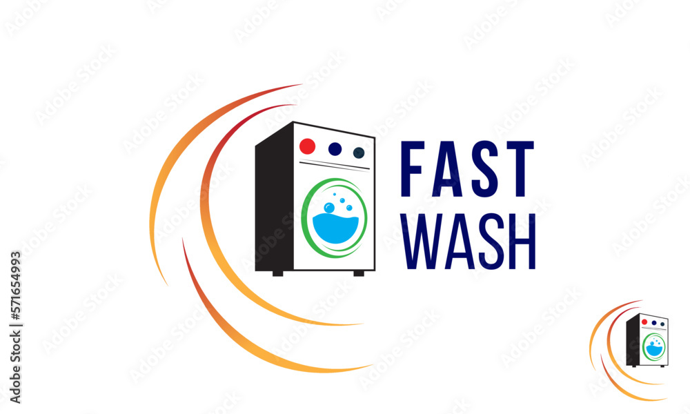 Fast Wash Washing Machine Logo Design Template. Stock Vector | Adobe Stock