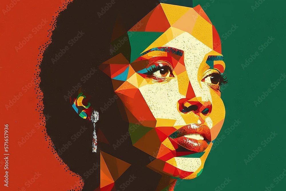 Black history month: stylized collage mosaic potrait of African ...