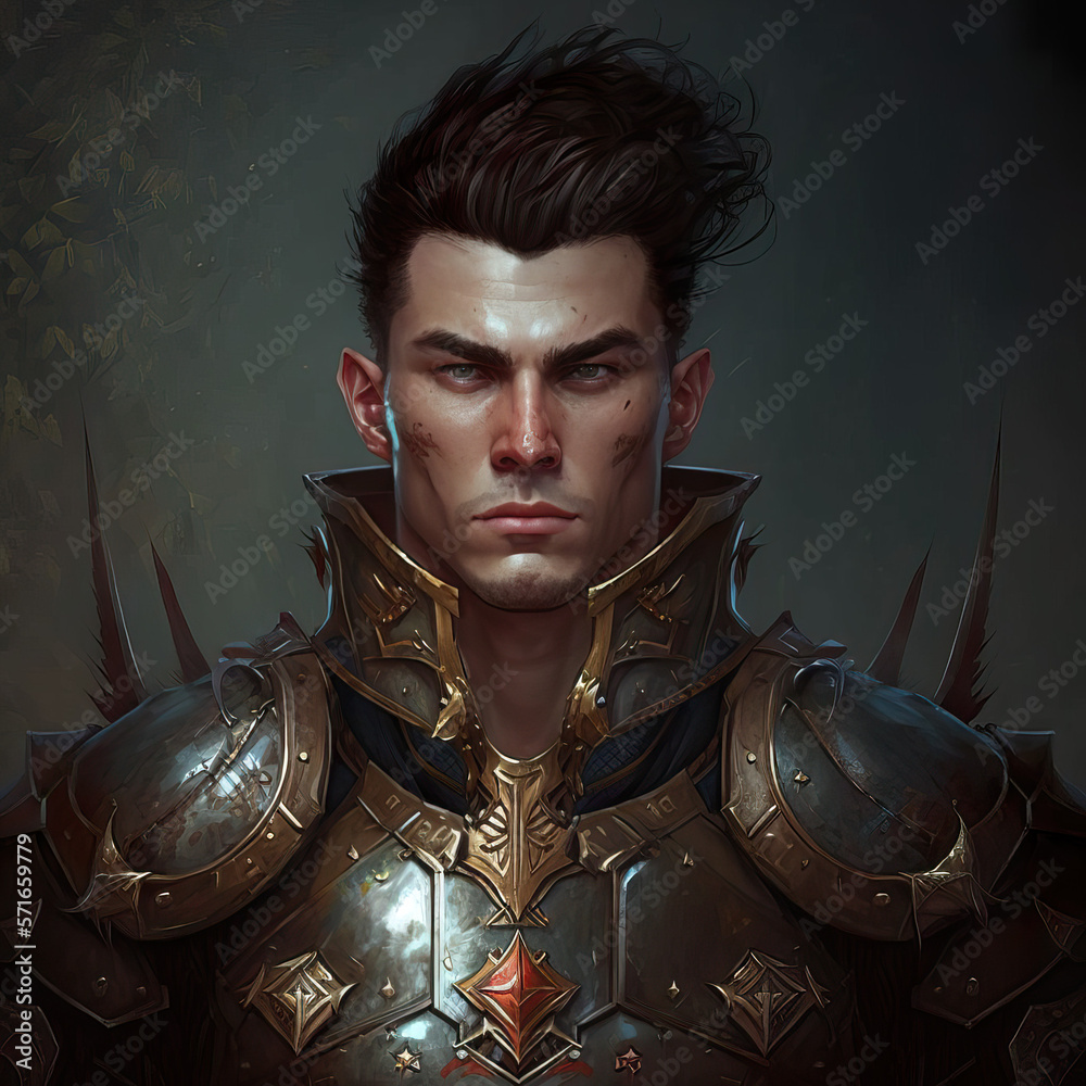 "Bold and Ready: A Powerful Male Warrior in Full Armor for Dungeons and ...