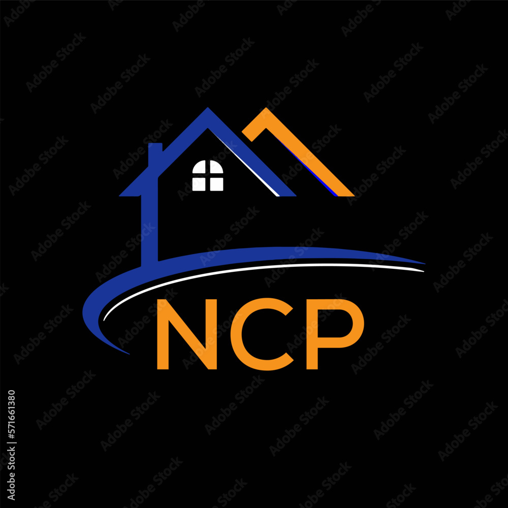 NCP house logo, letter logo. NCP blue image on black background and ... NCP house logo, letter logo. NCP blue image on black background and ...