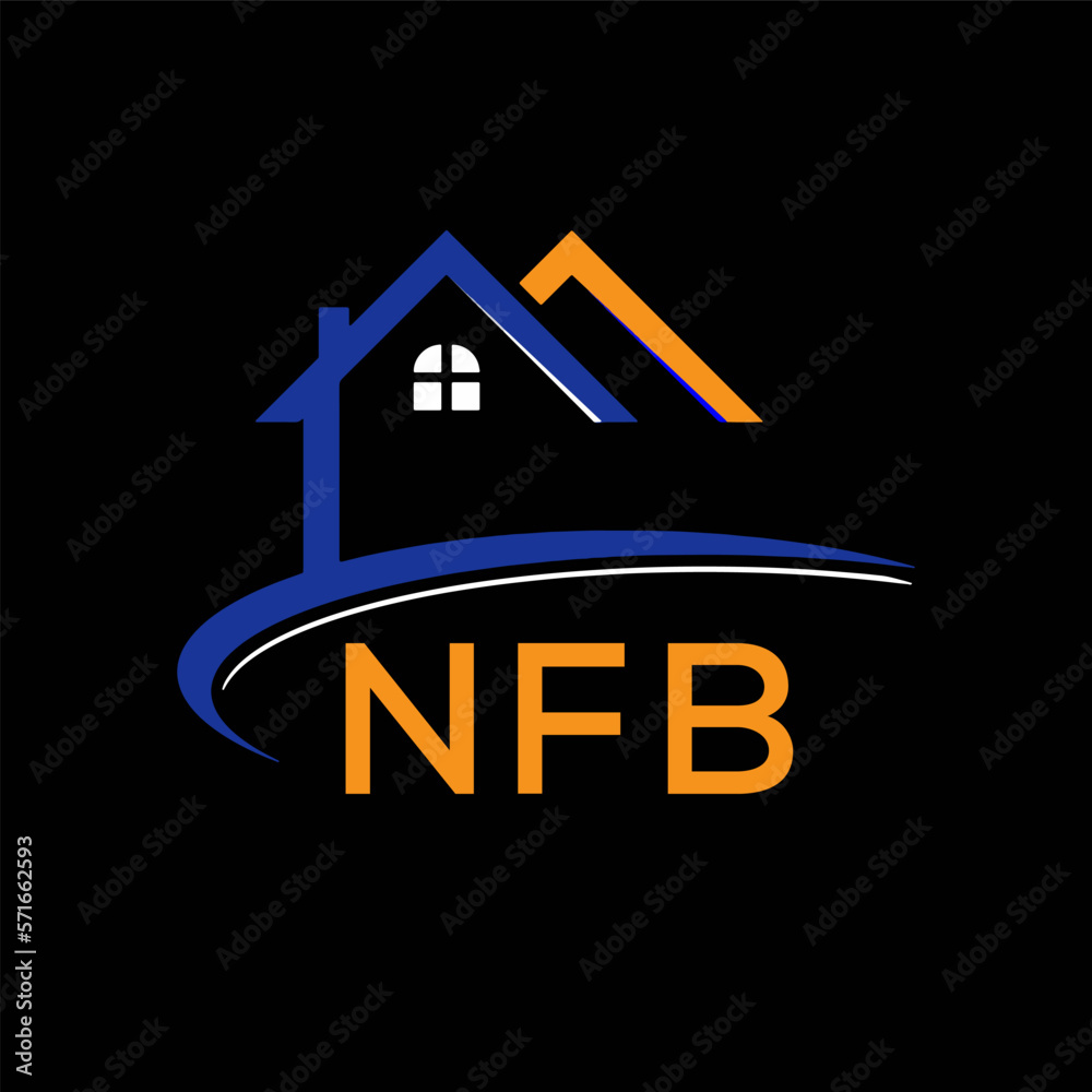 Vetor de NFB house logo, letter logo. NFB blue image on black ...