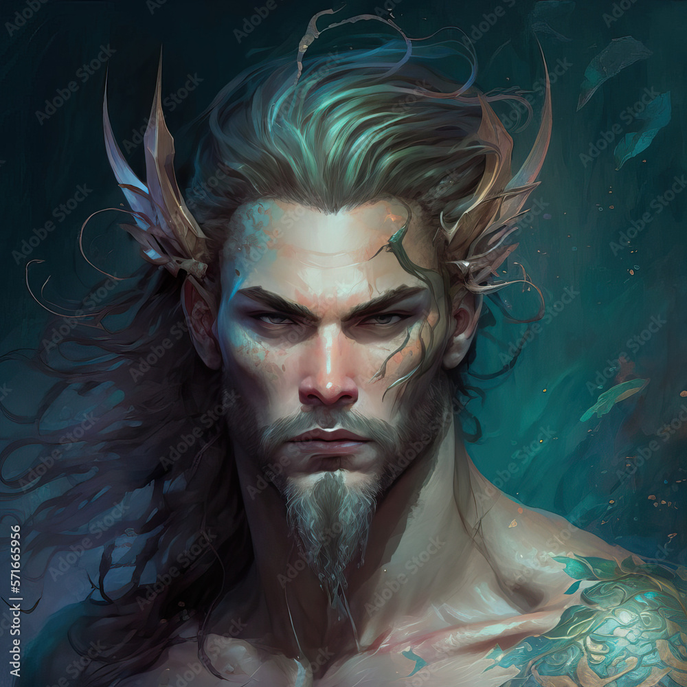 "Majestic Male Mermaid: A Stunning Fantasy Portrait for DnD Fans ...