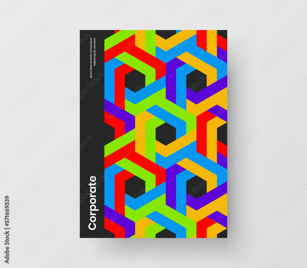 Simple geometric shapes magazine cover template. Trendy presentation ...