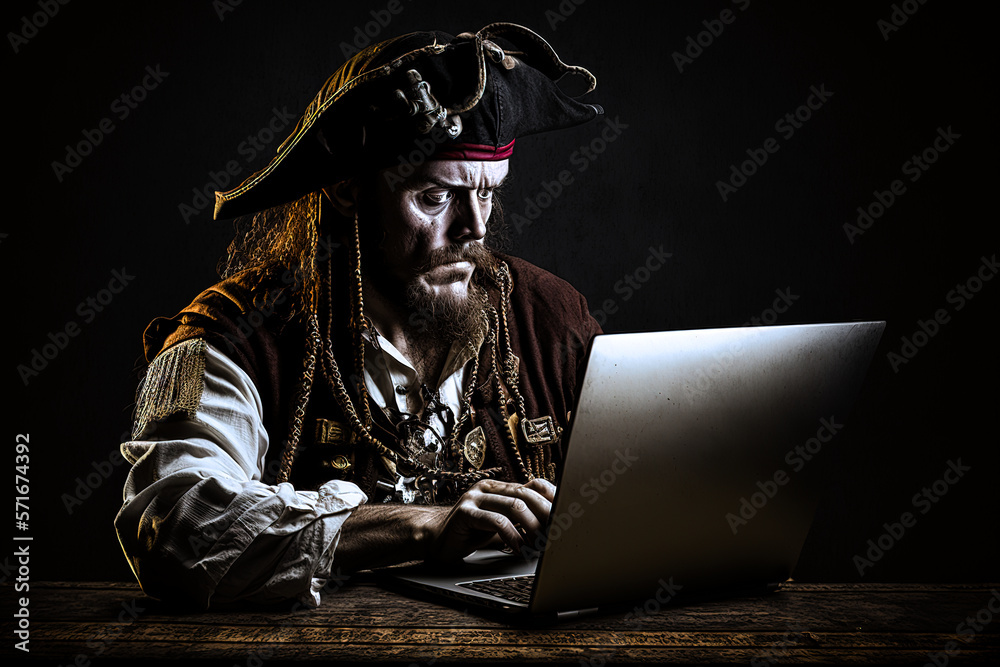 concept of online piracy showing a fictional AI generated model of a ...