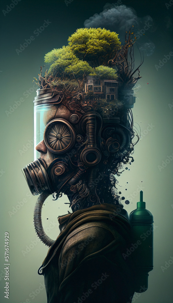 Ai generated. Concept of pollution and respiratory diseases consequence ...