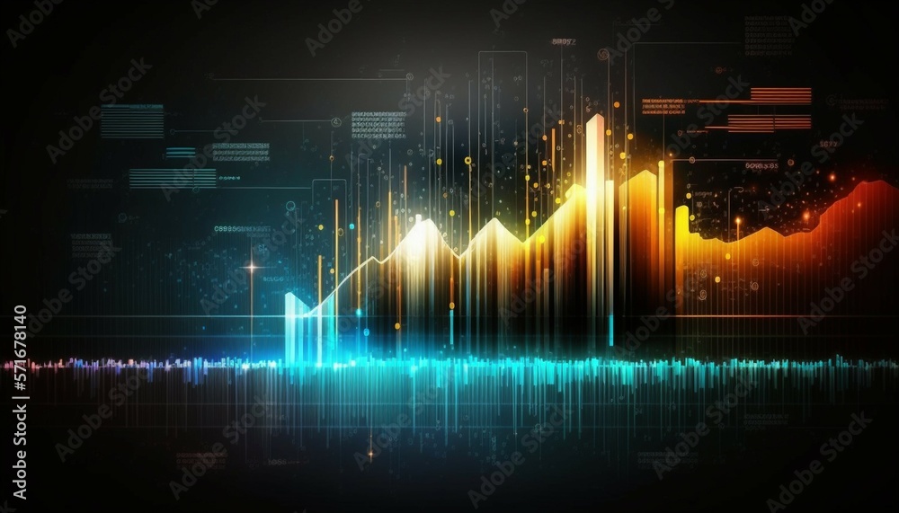 graph on black. technology background Data flow concept. business ...