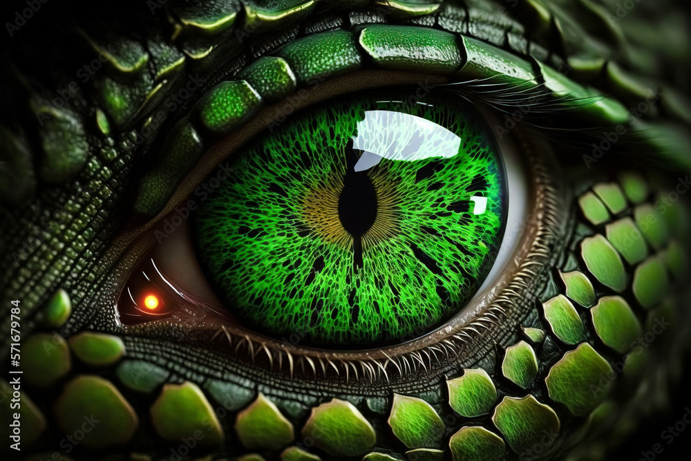 ภาพประกอบสต็อก Eye of the dragon. Dragon eye ball abstract pretty green ...