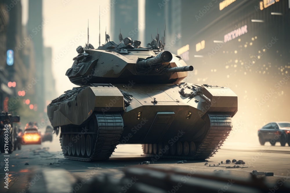 Super-Realistic Future Army Tank Navigating City Streets in Epic Unreal ...