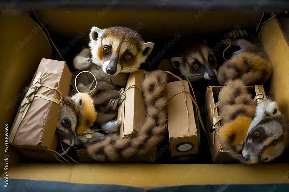 Smuggling exotic mammals in boxes hidden in hiding places, tortured ...