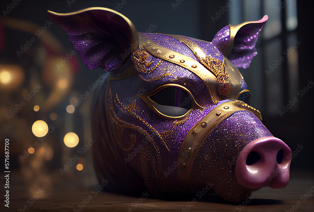 pig shaped mardi gras mask, generative ai Stock Illustration | Adobe Stock