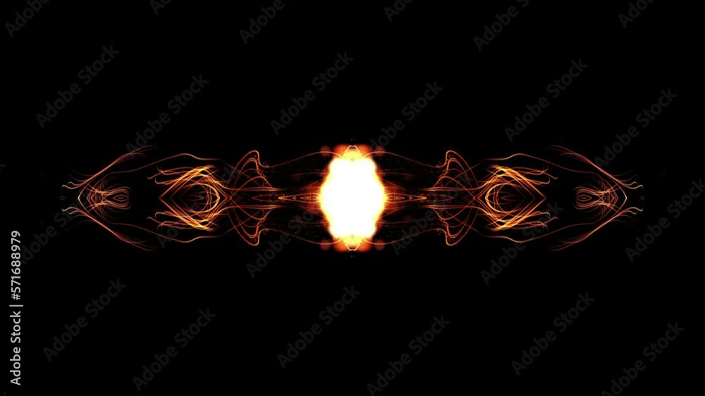 Abstract red yellow futuristic sci-fi plasma circular form. 3D animation of shining energy force ...
