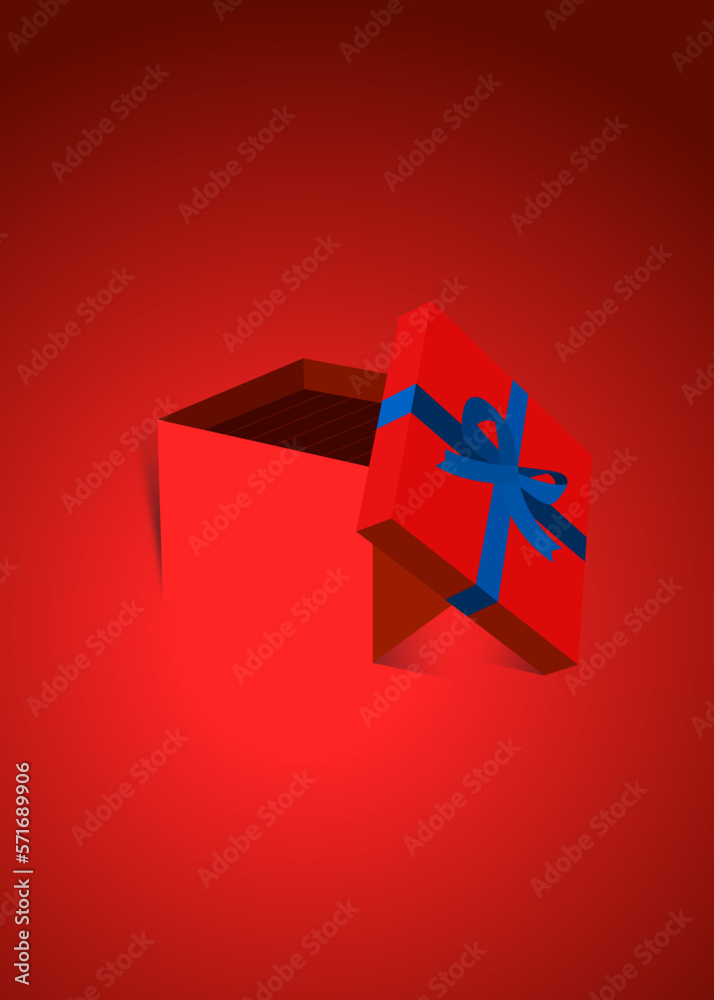 Half Opened Red Square Gift Box Lifted Paper ,Lifted Corner effects ...