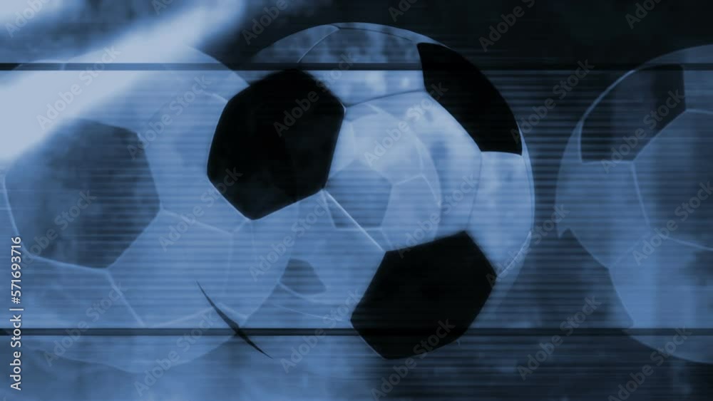 Blue soccer balls in rotation looping animated sports background Stock ...