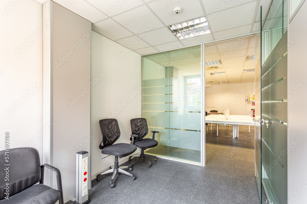 Abandoned building of an insolvent owner with an interior in a simple ...