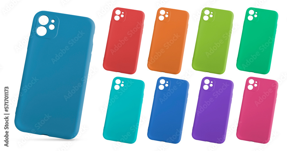 Set of silicone cases for smartphones on a transparent background ...