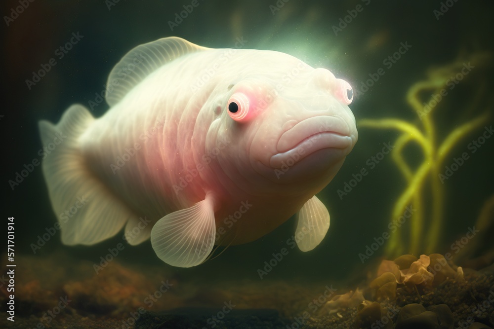 Blobfish glowing, concept of Deep-Sea Bioluminescence and Unusual ...