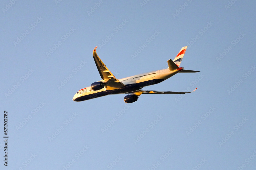 London, United Kingdom - February 2023: British Airways Airbus A350 jet ...