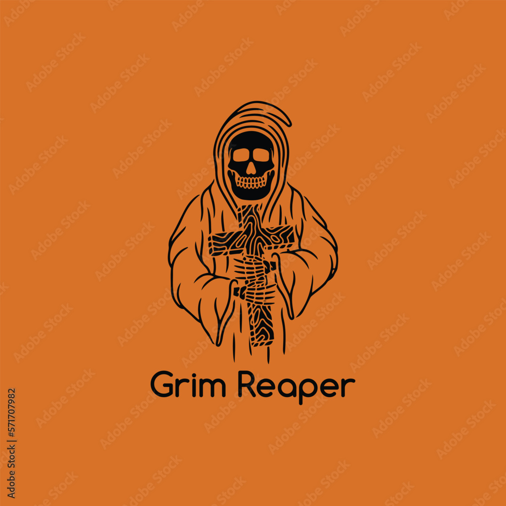 Grim Reaper Logo Design Vector Stock Vector Adobe Stock