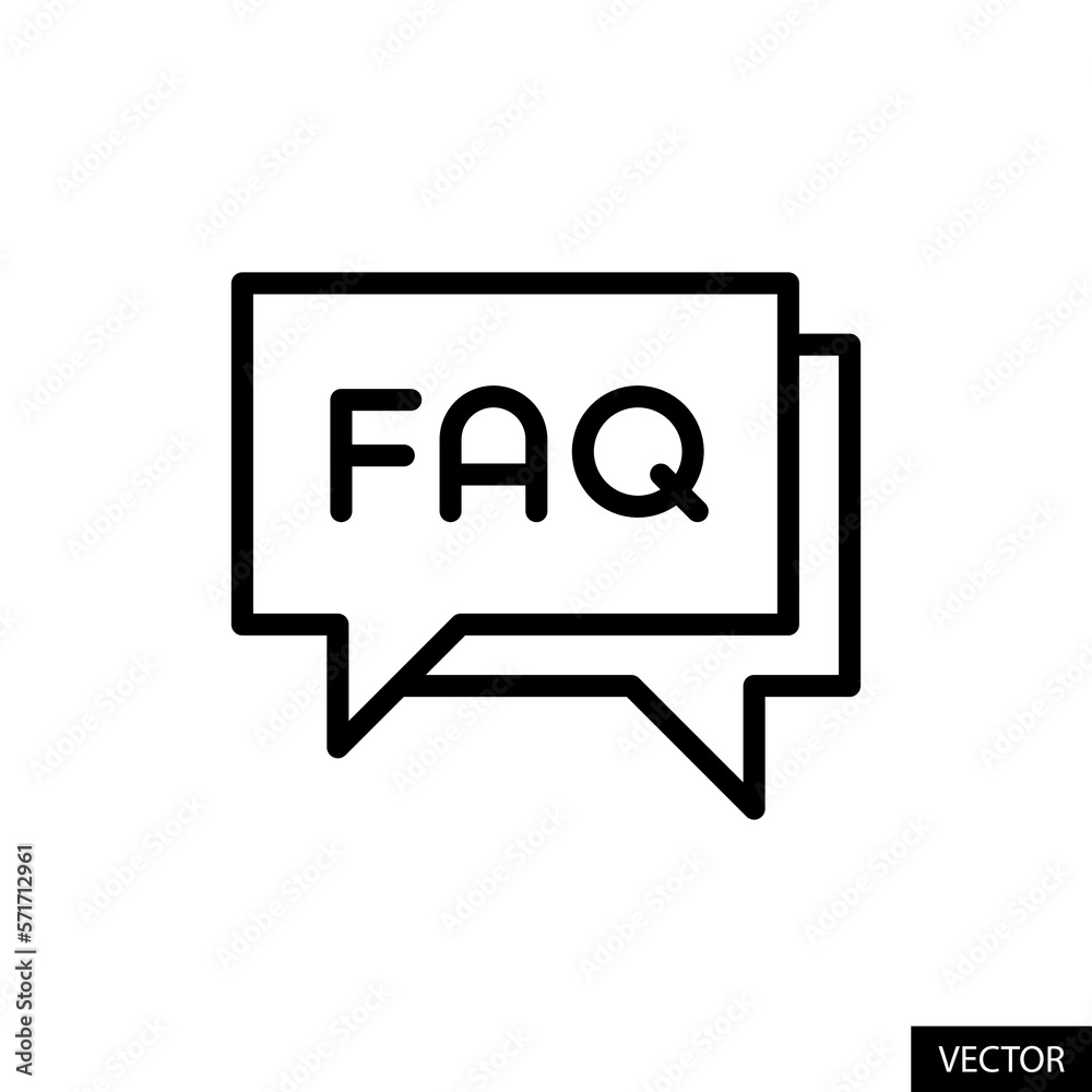 FAQ, frequently asked questions vector icon in line style design for website, app, UI, isolated ...