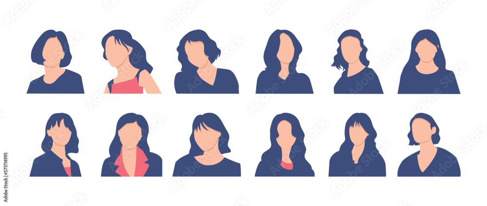 Set of avatars of women. Flat design. Vector illustration. Stock Vector ...