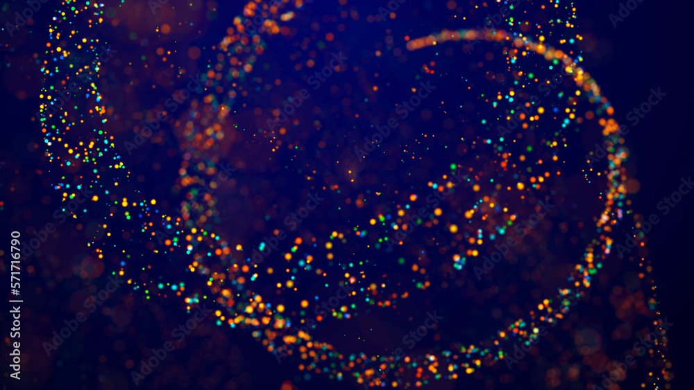 Magical multicolored sparkles of light form abstract simple spiral ...