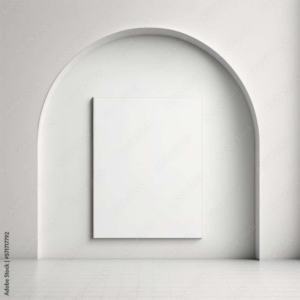 Wall poster mockup semi-circle with a curved top. AI generation. Stock ...