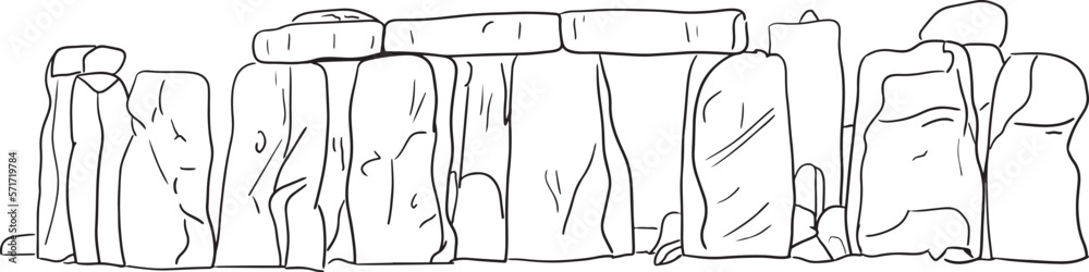 Hand drawn line art of famous Stonehenge vector format. Stock Vector ...
