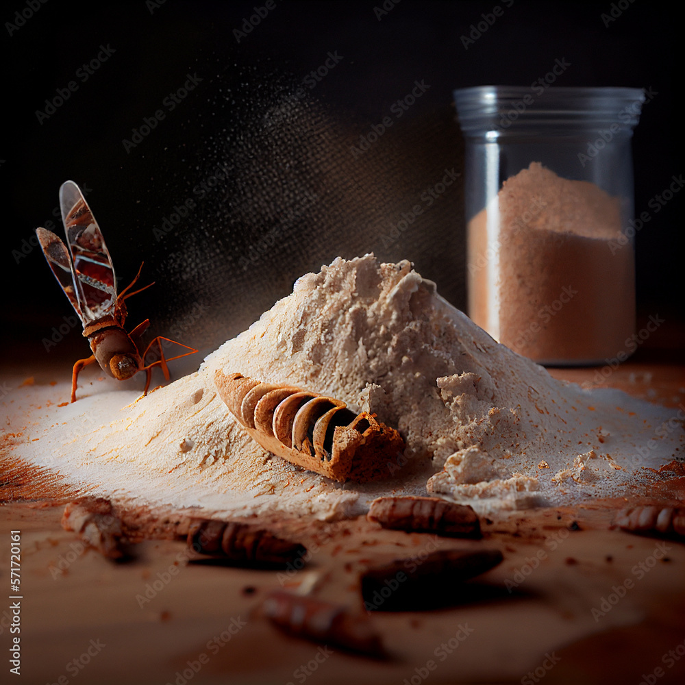 Cricket insect and mealworm with flour, source for high protein ...