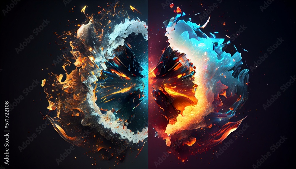 two galaxy collapsing creating billions of new stars, UV, Beautiful ...